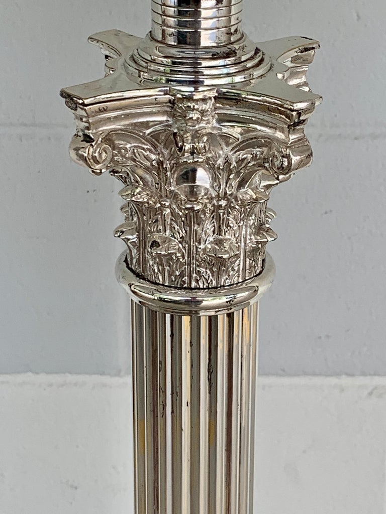 Magnificent Antique English Corinthian Column Silver Plated Floor Lamp ...