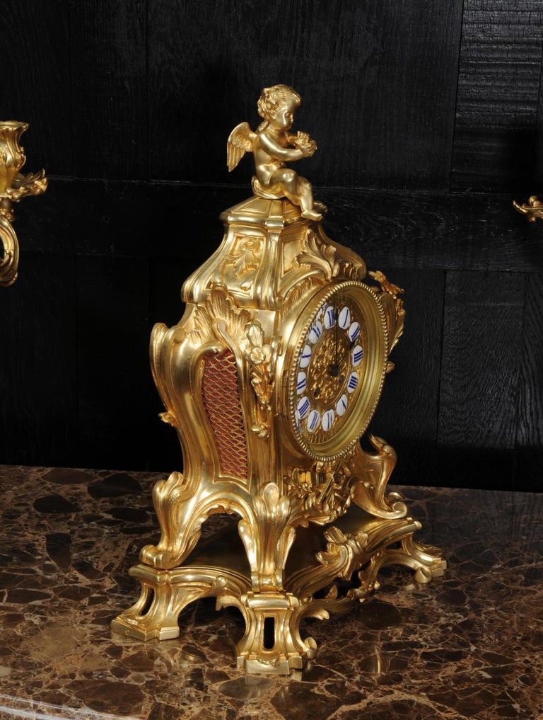 Magnificent Antique French Rococo Clock Set After Meissonnier at ...