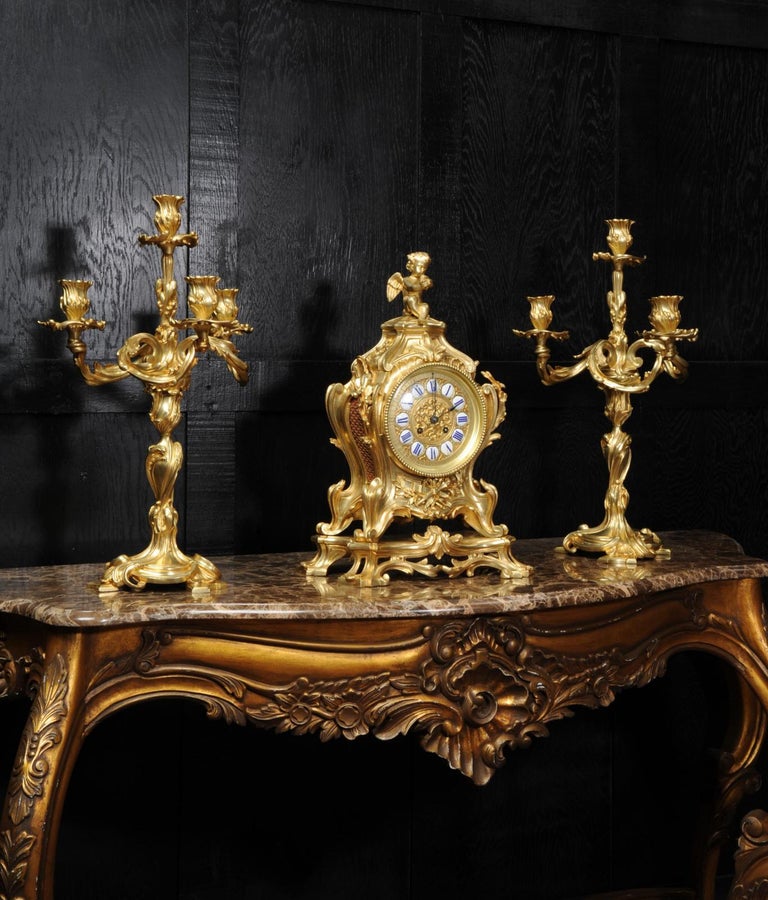 Magnificent Antique French Rococo Clock Set After Meissonnier at ...