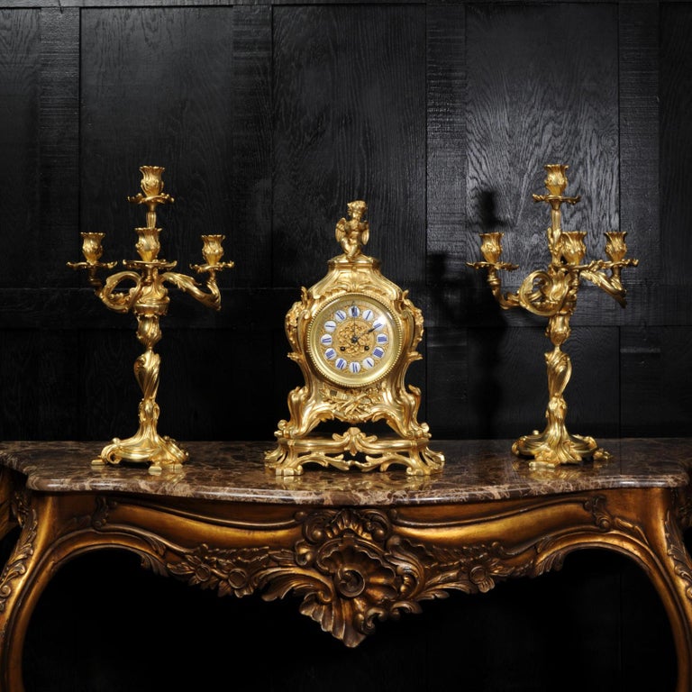 Magnificent Antique French Rococo Clock Set After Meissonnier For Sale ...