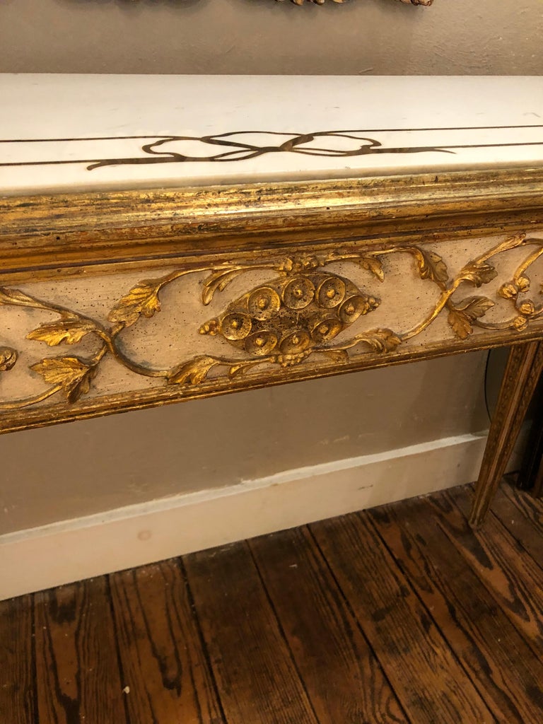 Magnificent Antique Gilded Painted Italian Regency Console Table with ...