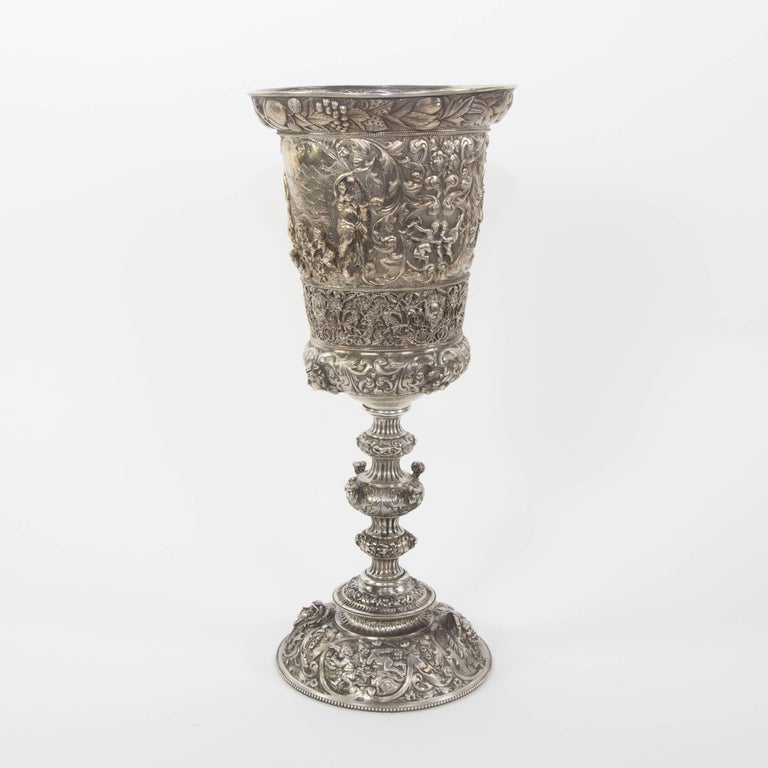 Magnificent Antique Large Silver Chalice For Sale at 1stDibs