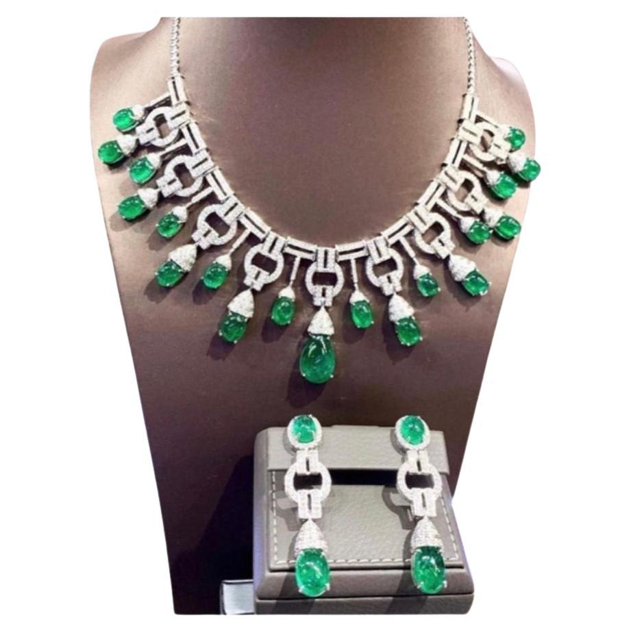 Magnificent Art Deco style parure of 107 carats of emeralds and ...