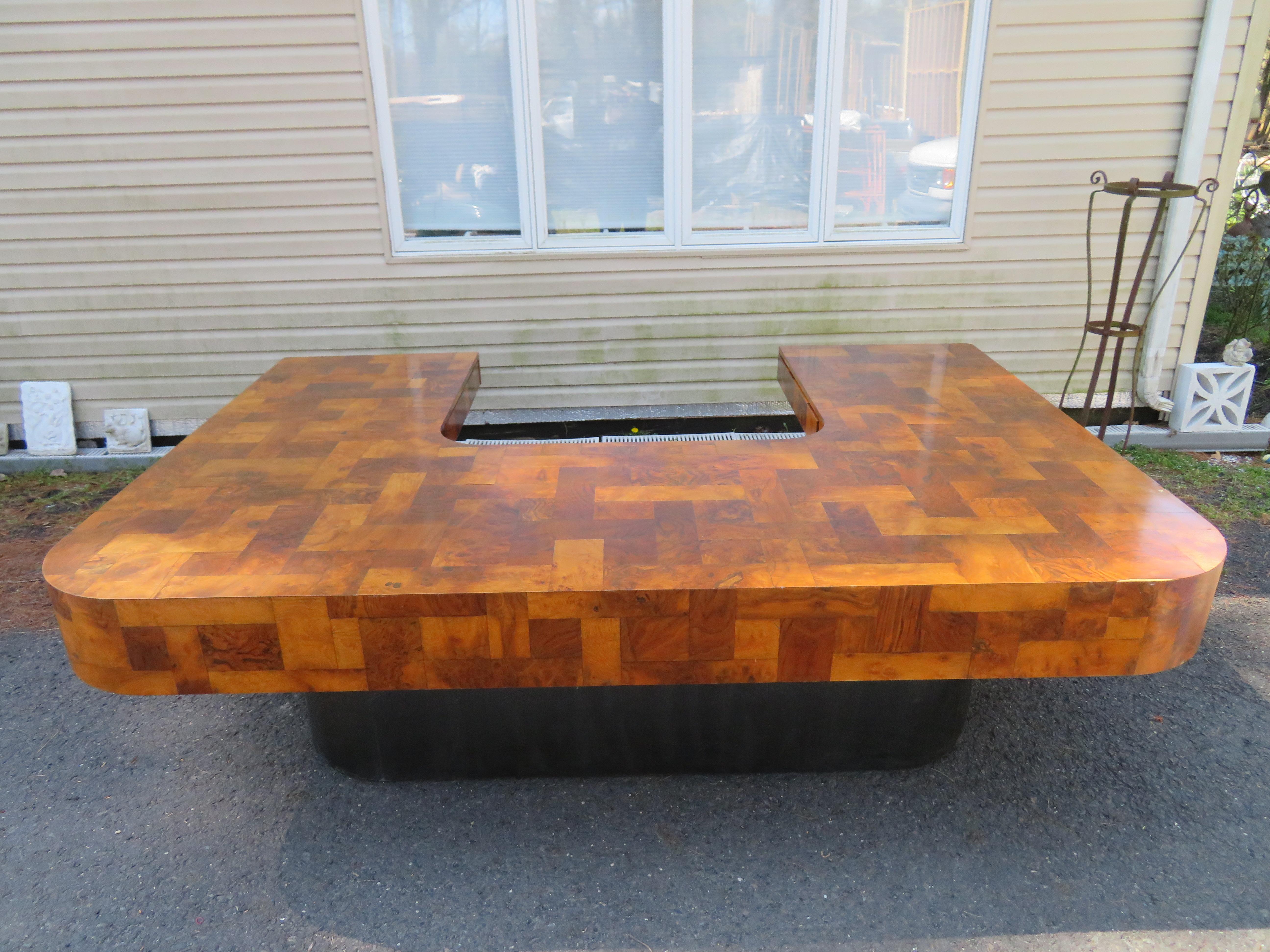 Magnificent Burl Cityscape Wraparound Executive Desk by Paul Evans ...