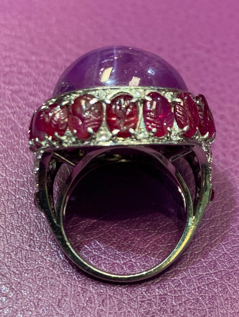 Cabochon Star Ruby Cocktail Ring For Sale at 1stDibs