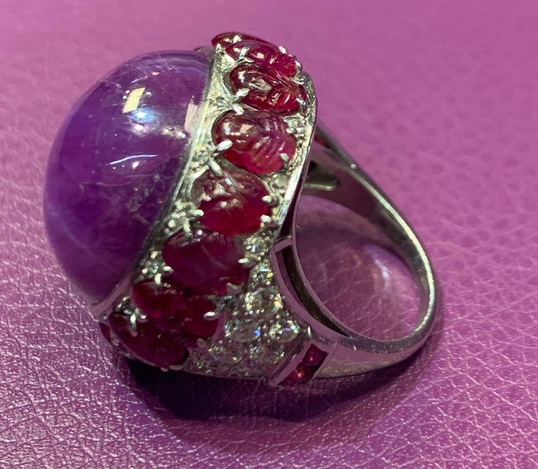 Cabochon Star Ruby Cocktail Ring For Sale at 1stDibs