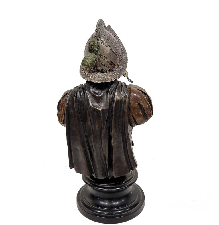 Magnificent Conquistador Bronze and Sterling Silver Bust at 1stDibs