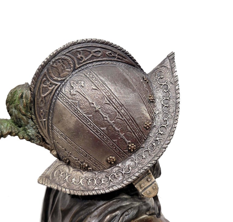Magnificent Conquistador Bronze and Sterling Silver Bust at 1stDibs