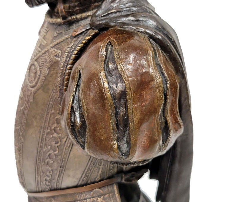 Magnificent Conquistador Bronze and Sterling Silver Bust at 1stDibs