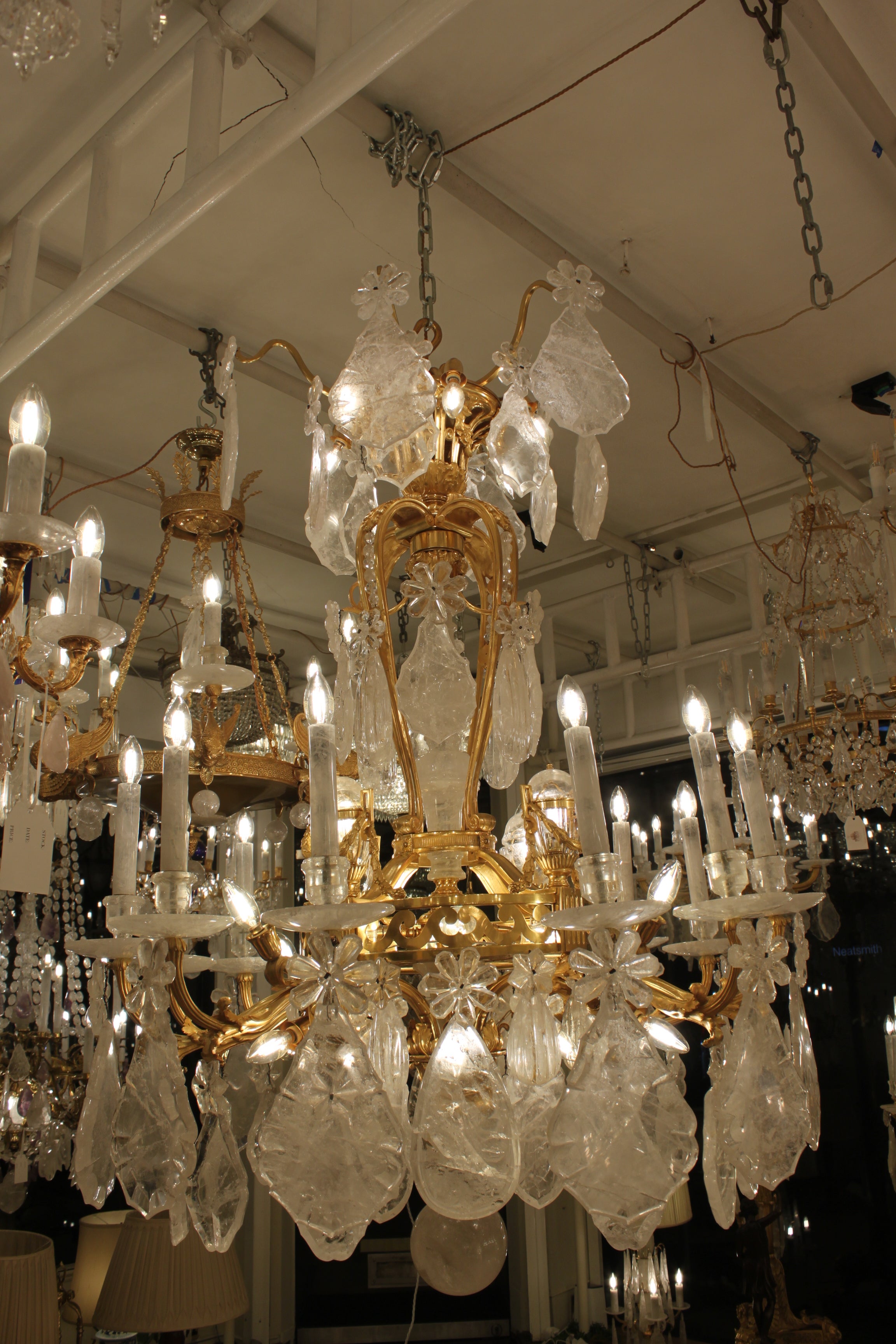 Large beautiful bronze and Rock Crystal French Baccarat chandelier with ...