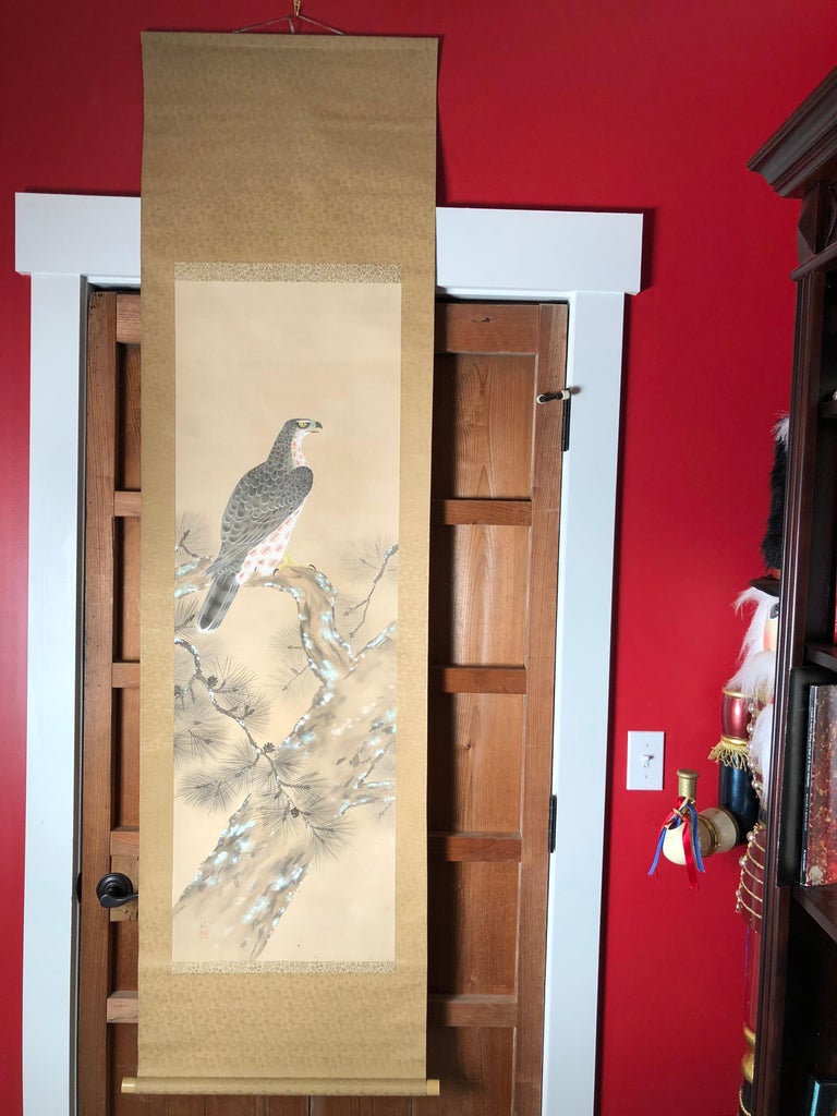 Magnificent Eagle Japanese Antique Hand Painted Silk Scroll at 1stDibs ...