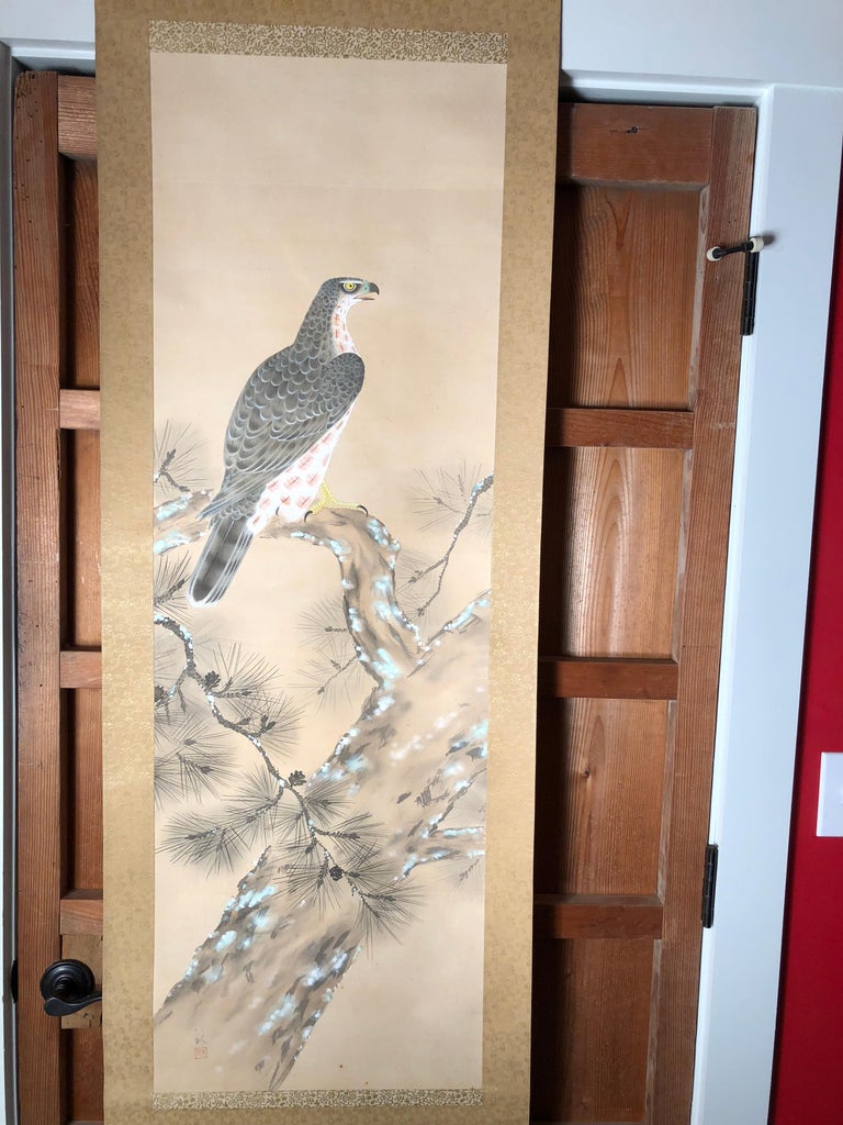 Magnificent Eagle Japanese Antique Hand Painted Silk Scroll at 1stDibs ...