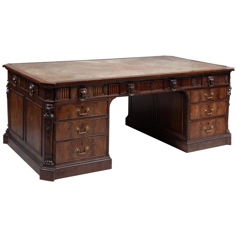 Magnificent Georgian Partner's Desk at 1stDibs