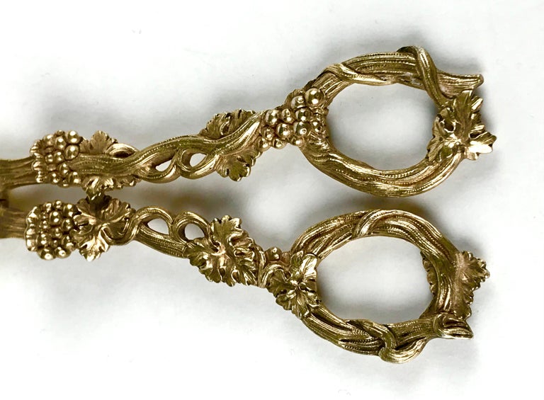Magnificent Georgian Solid Silver Sterling Gilt Grape Scissors Paris France 1819 For Sale at 1stDibs