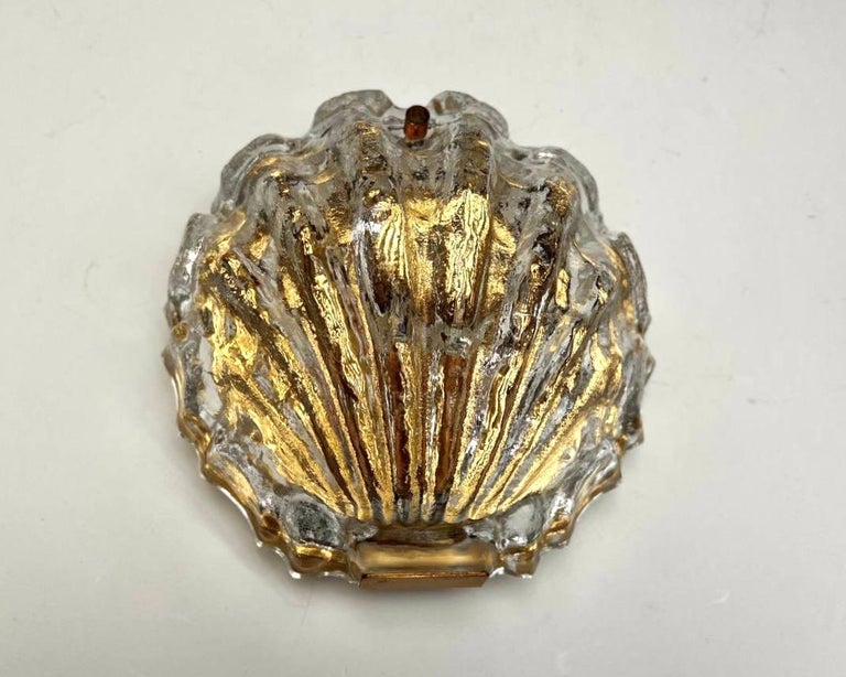 Magnificent Glass and Brass Shell-Shaped Wall Sconce by Limburg ...