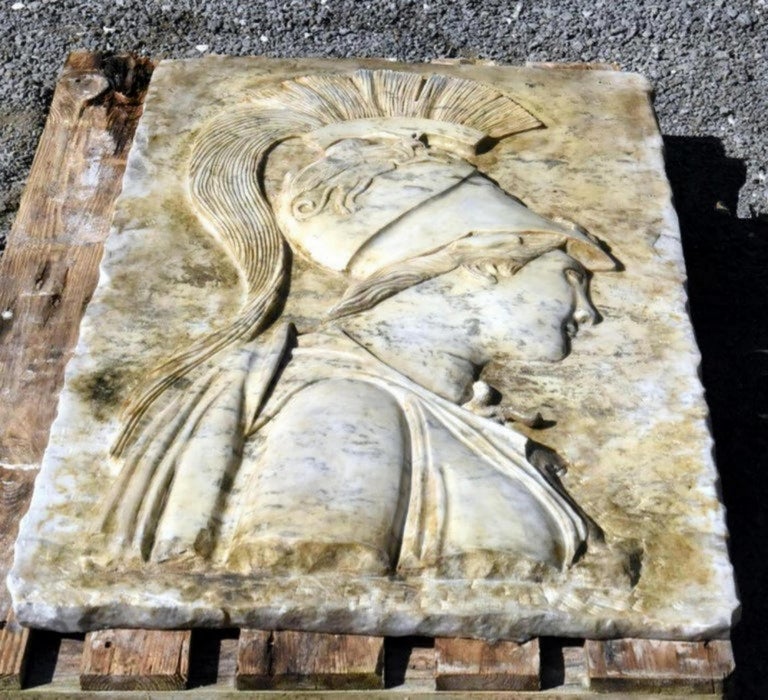 Magnificent Italian Bas-Relief "Athena of Piraeus" Carrara Marble, 20th ...