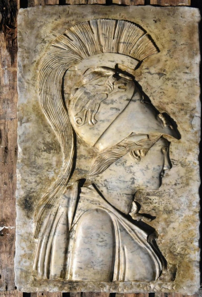 Magnificent Italian Bas-Relief "Athena of Piraeus" Carrara Marble, 20th ...