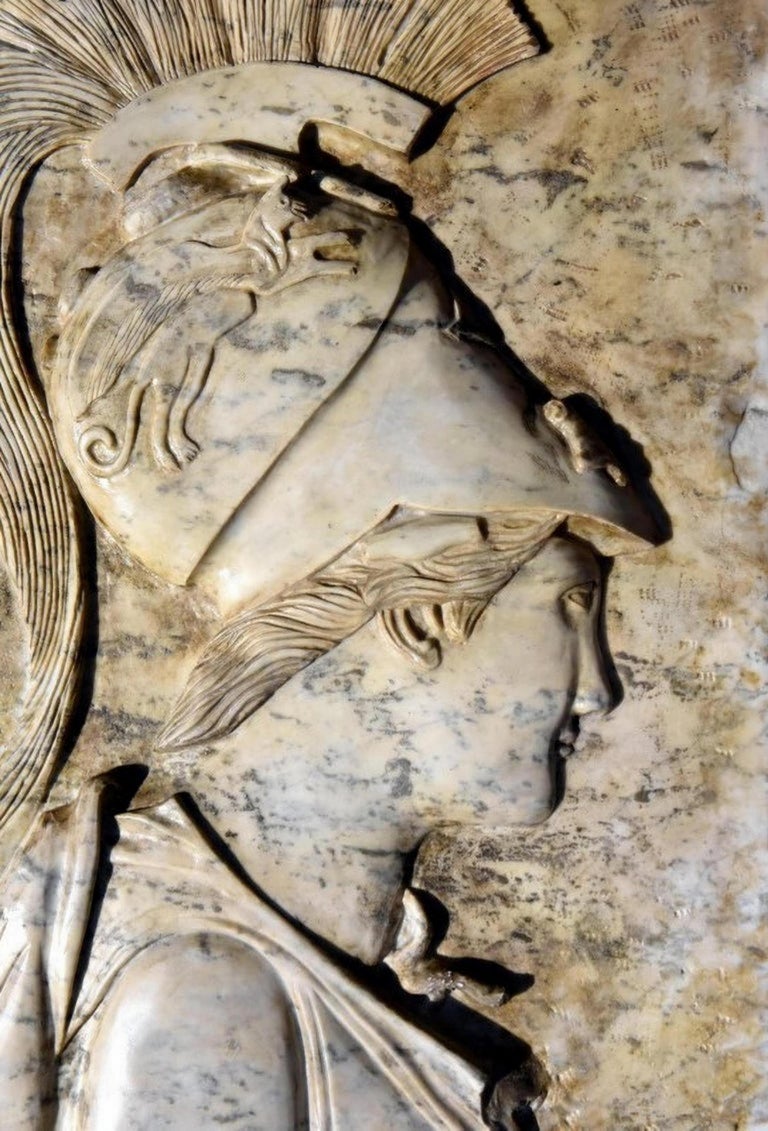 Magnificent Italian Bas-Relief "Athena of Piraeus" Carrara Marble, 20th ...