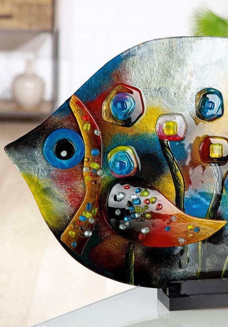 Magnificent Large Abstract Art Glass Multi-Color Fish Statement ...