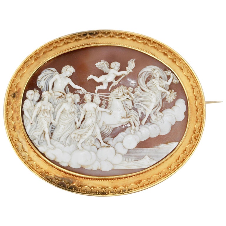 Magnificent, Large Antique Cameo Brooch 18 Karat Gold Mythological ...