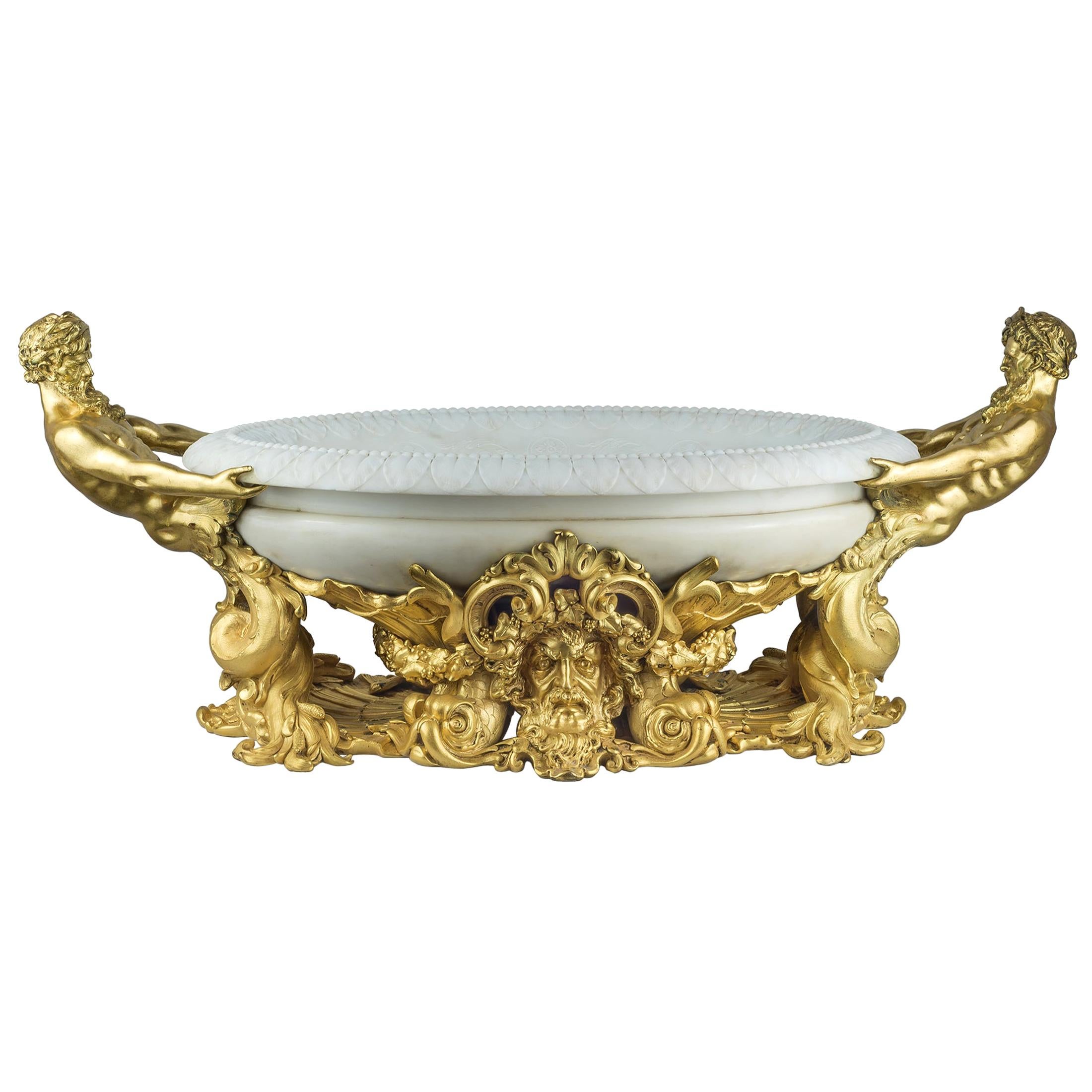 Magnificent Large Caldwell and Co. Ormolu and White Marble Centerpiece ...
