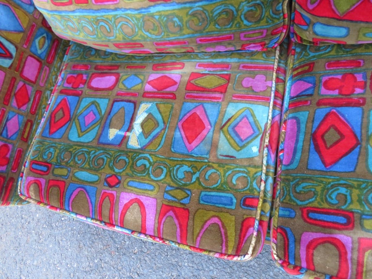 Magnificent Milo Baughman Rosewood Loveseat Jack Lenor Larsen Mid ...