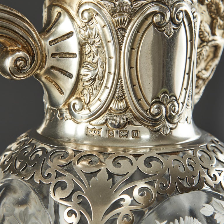 Magnificent Pair Edwardian Etched Glass and Silver-Gilt Wine Jugs For ...
