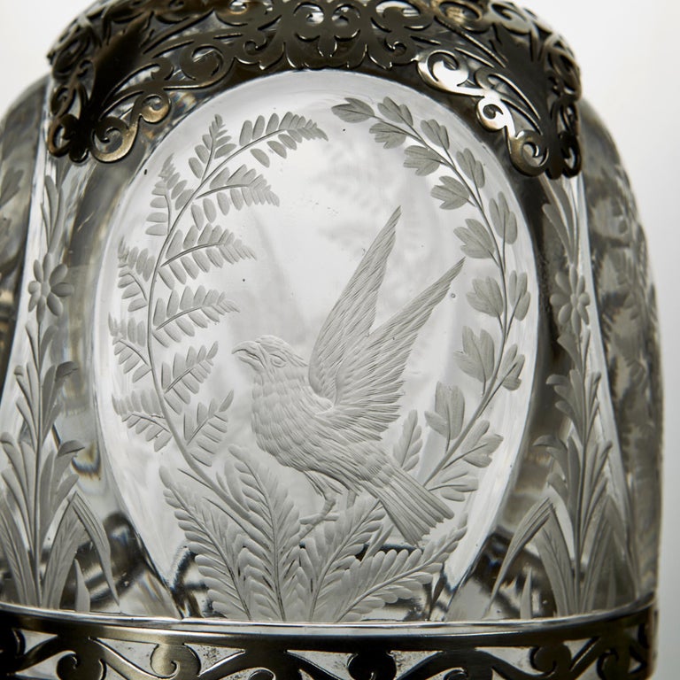 Magnificent Pair Edwardian Etched Glass and Silver-Gilt Wine Jugs For ...