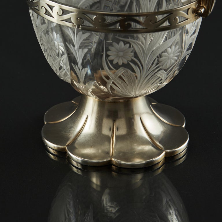 Magnificent Pair Edwardian Etched Glass and Silver-Gilt Wine Jugs For ...