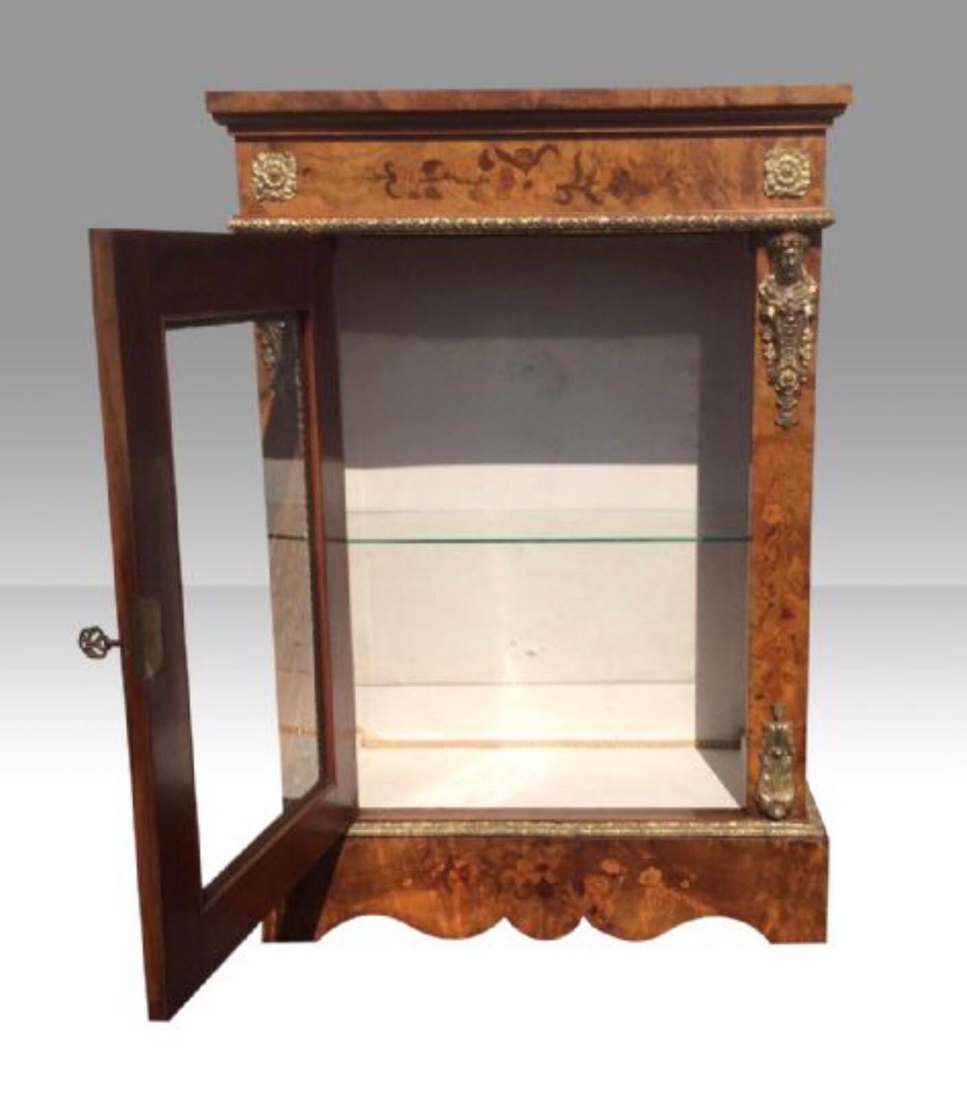 Magnificent Pair of Antique Figured Walnut Marquetry Pier Side Display ...