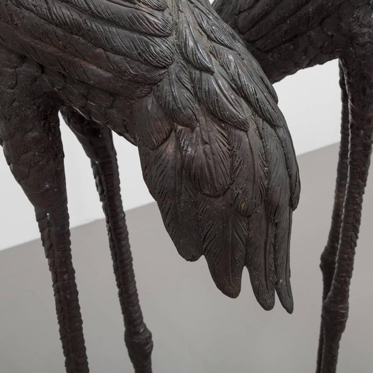Magnificent Pair of Italian Bronze Cranes, circa 1970s at 1stDibs