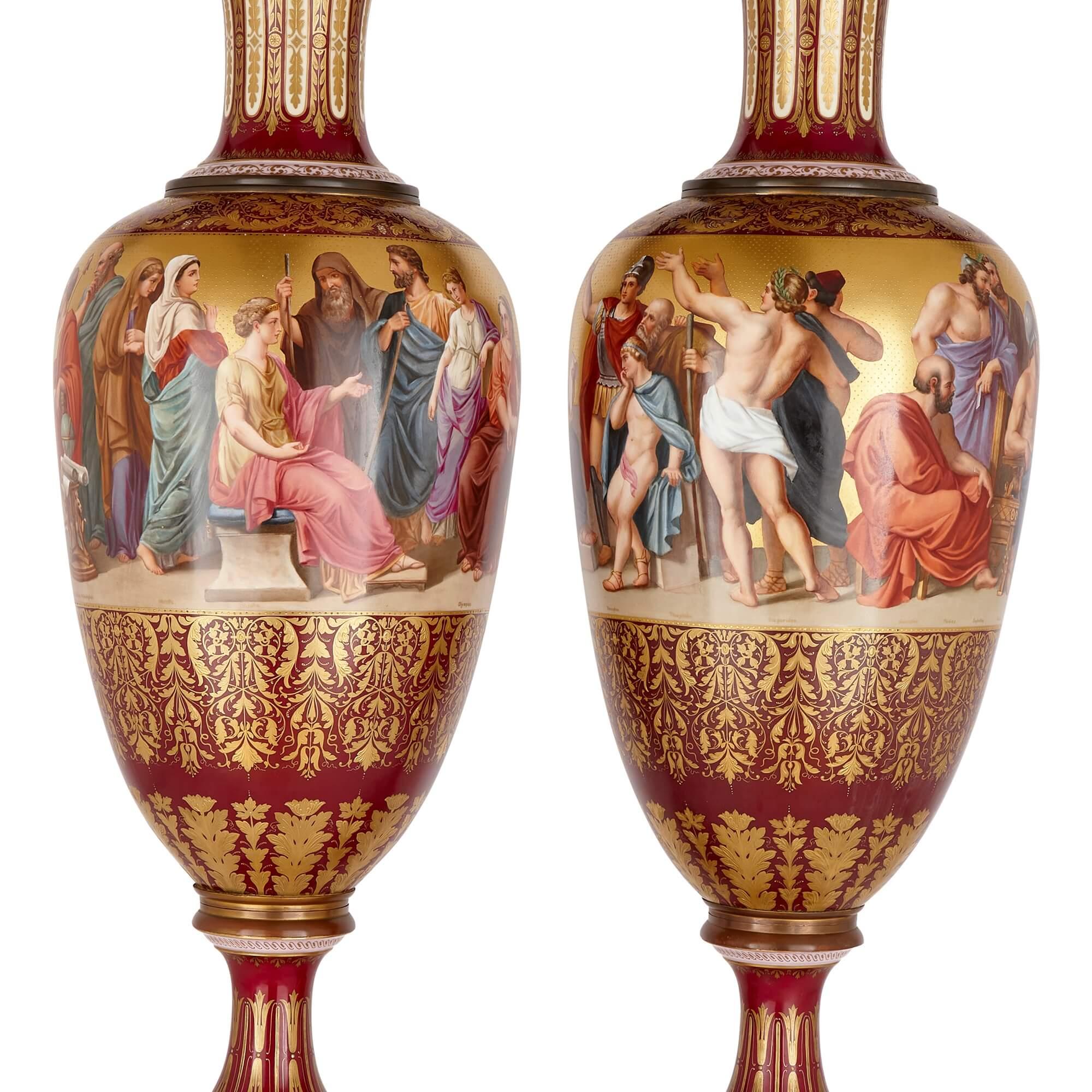 Magnificent Pair of Large Bronze Mounted Royal Vienna Porcelain Vases ...