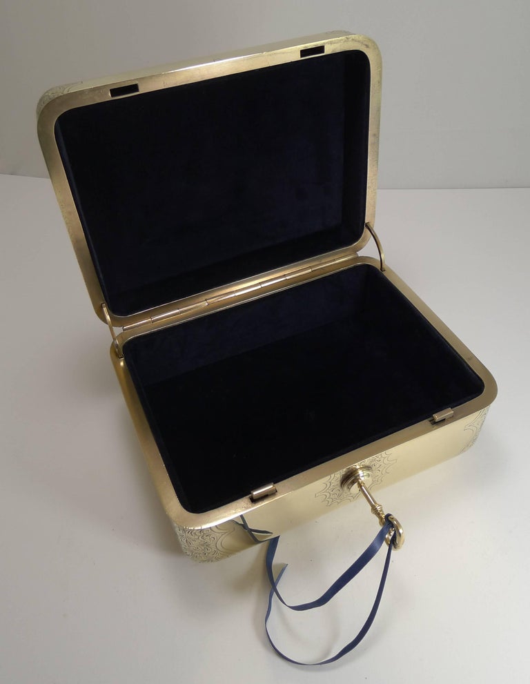 Magnificent Polished Brass Jewellery Box with Wedgwood Plaque, circa ...
