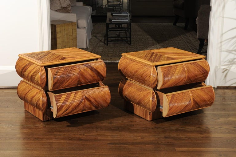 Magnificent Restored Pair of Bullnose Small Chests in Bamboo, circa ...