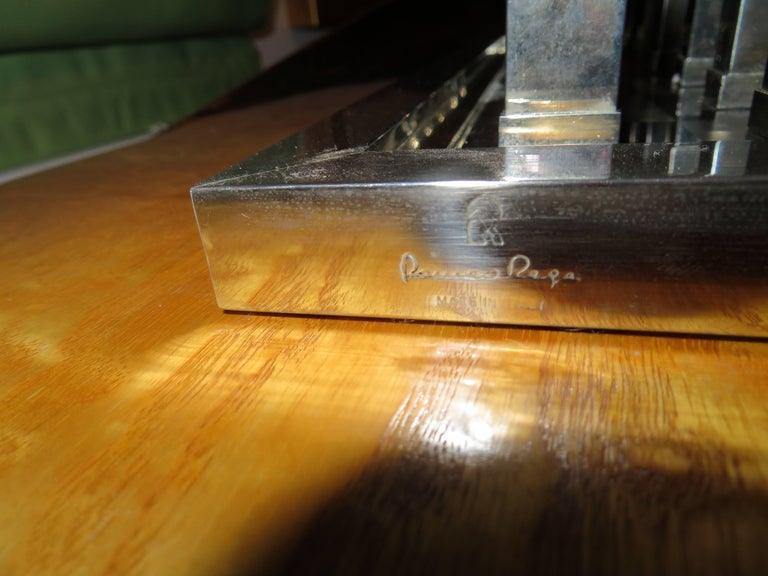 Magnificent Romeo Rega Brass Chrome Chess Set with Board Mid-Century ...