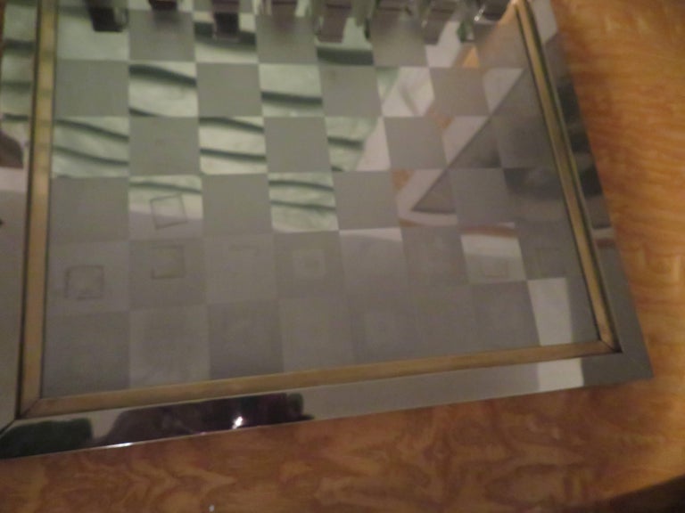 Magnificent Romeo Rega Brass Chrome Chess Set with Board Mid-Century ...