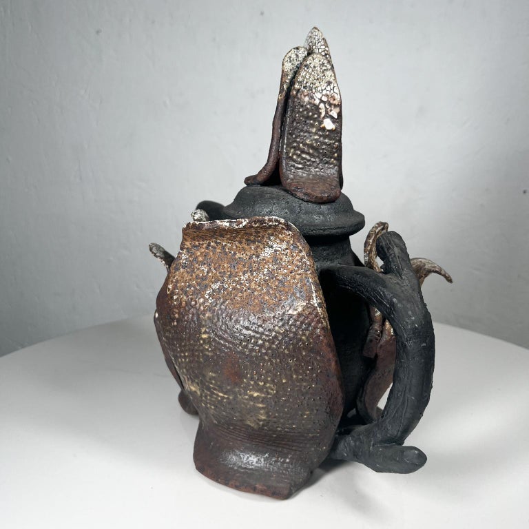 Magnificent Sculptural Tea Pot Vintage Art Pottery For Sale at 1stDibs