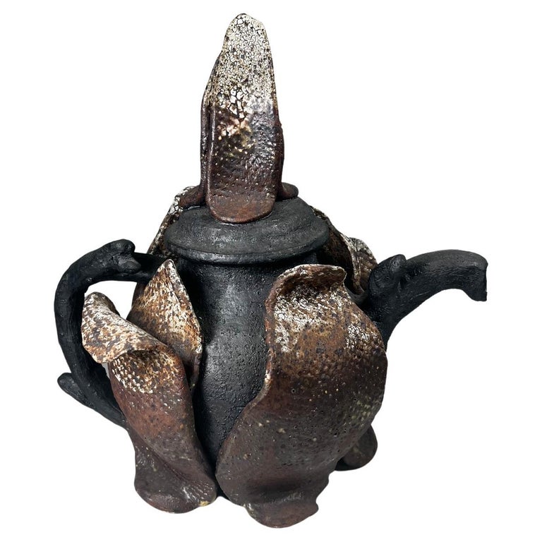 Magnificent Sculptural Tea Pot Vintage Art Pottery For Sale at 1stDibs