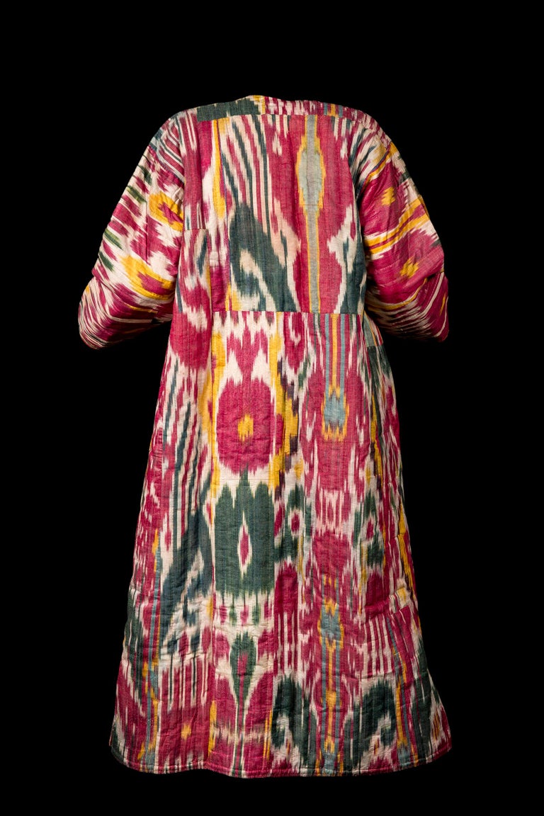 Magnificent Silk Ikat Chapan, Uzbekistan, Xix Century For Sale at 1stDibs