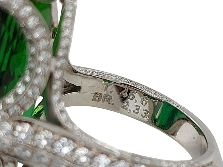 Magnificent Solid Platinum Ring with 45 Carat Tourmaline and Diamonds ...