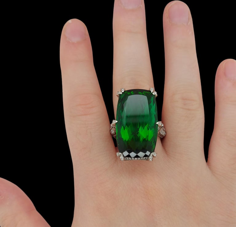 Magnificent Solid Platinum Ring with 45 Carat Tourmaline and Diamonds ...