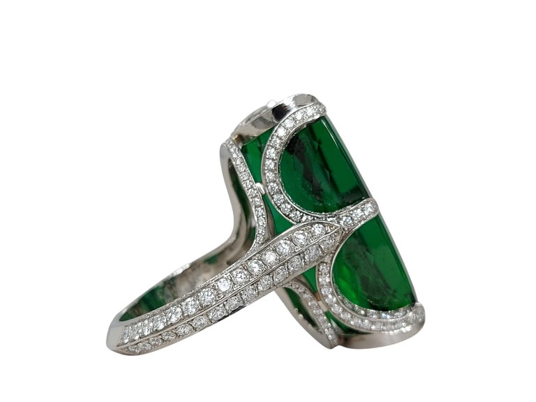 Magnificent Solid Platinum Ring with 45 Carat Tourmaline and Diamonds ...