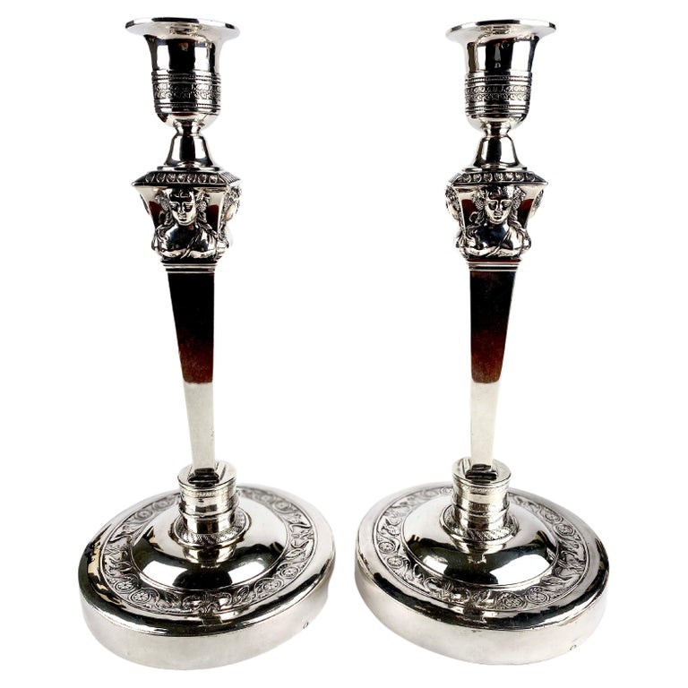 Magnificent Solid Silver Sterling Pair Candlesticks 720g France Paris ...