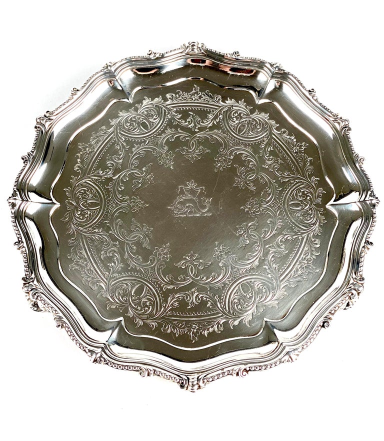 Magnificent Solid Silver Sterling Victorian Salver Tray London, 1860 ...