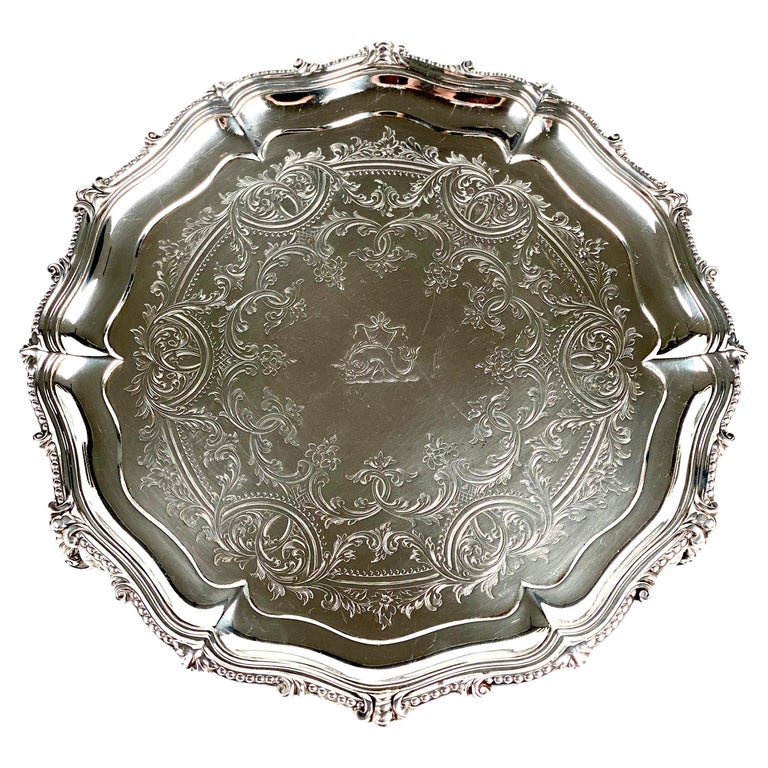 Magnificent Solid Silver Sterling Victorian Salver Tray London, 1860 ...