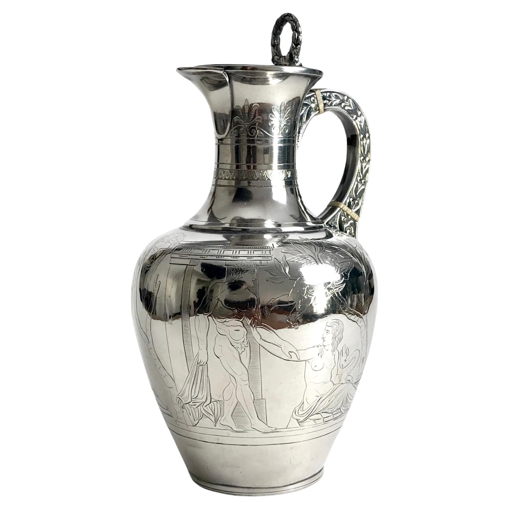 Magnificent Solid Silver Sterling Wine Water Jug London 1871 W G ...