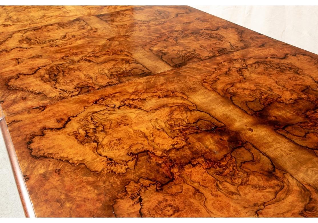 Magnificent Triple Pedestal Dining Table With Burled Top For Sale at ...