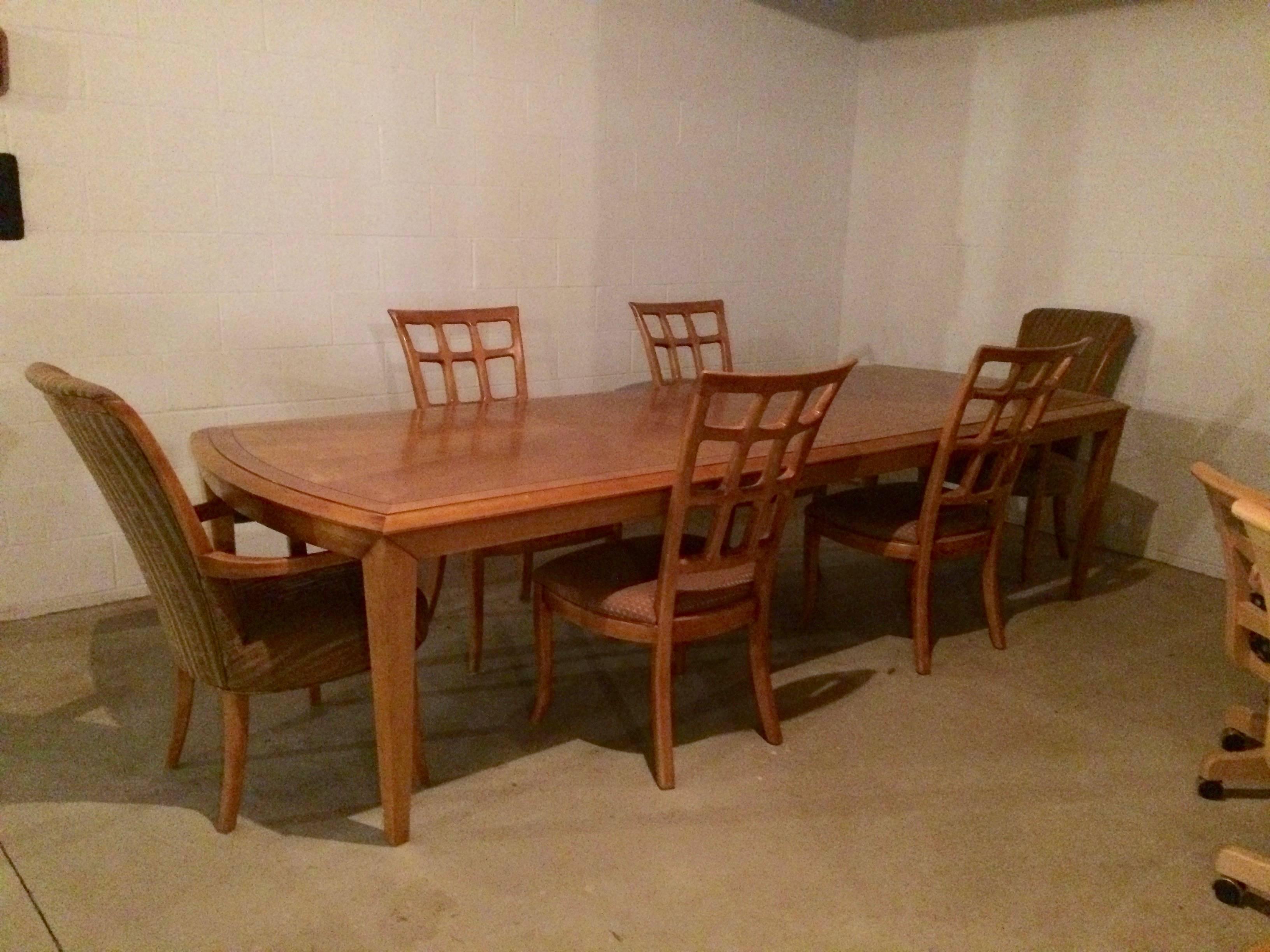 Magnificent Very Long Maple Dining Table and Six Matching Chairs by ...