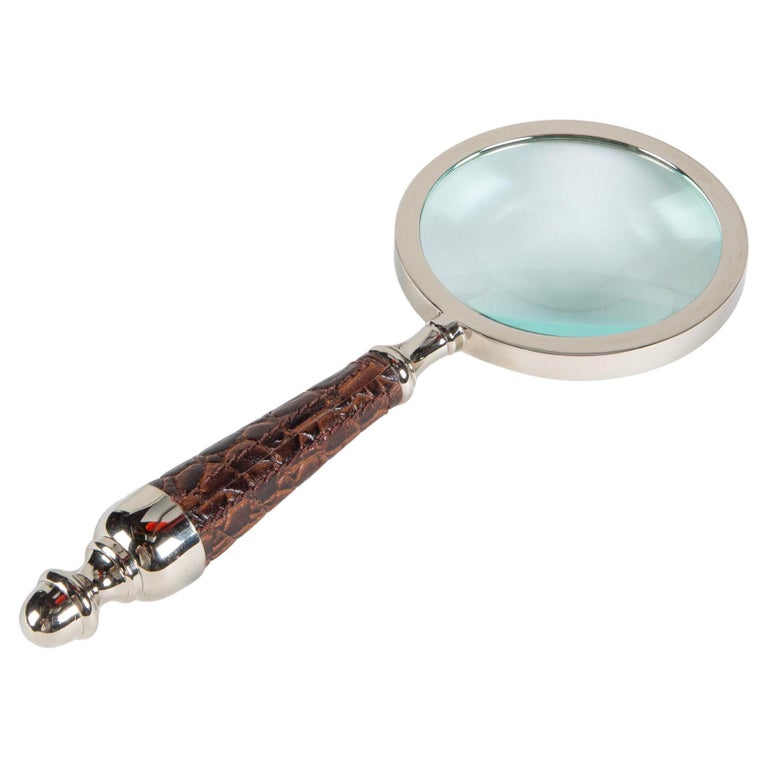 Magnifying Glass with Leather Croc Embossed Handle For Sale at 1stDibs
