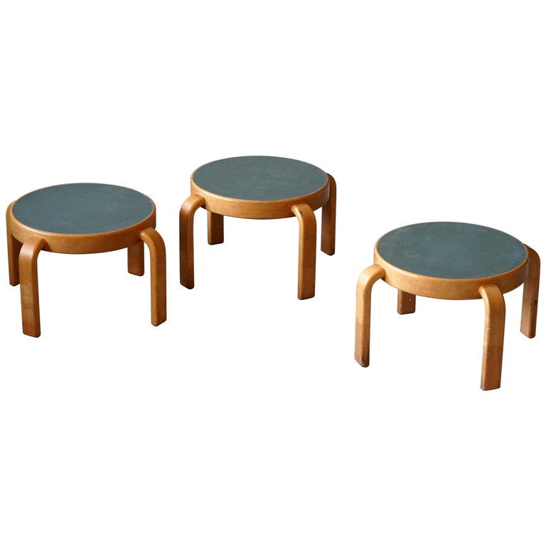 Magnus Olsen, Three Stools, Light Oak, Green Laminate, Durup, Denmark ...